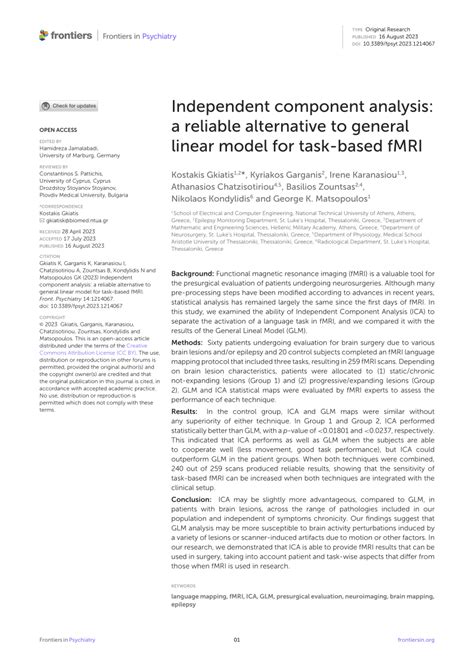 Pdf Independent Component Analysis A Reliable Alternative To General Linear Model For Task