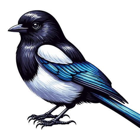 Premium Vector Cute Magpie Vector Cartoon Illustration