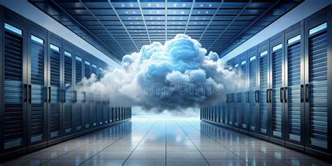 Abstract Clouds In A Server Room Visualization Of Cloud Computing Ai Generated Content Stock