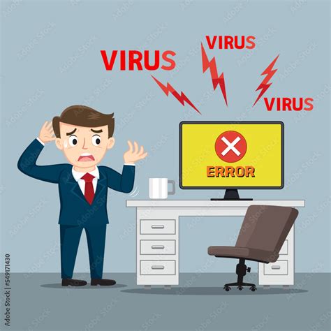 Upset Business Man Working With Laptop Computer Got Virus And Error Businessman Upset At Work