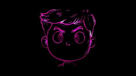 Neon Frame Effect Face With Dazed Expression Disorientation On Black