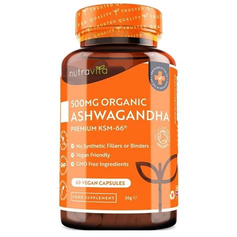 Nutravita Organic Ashwagandha 500 Mg Capsules 60s Evita