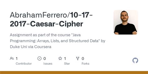 GitHub AbrahamFerrero 10 17 2017 Caesar Cipher Assignment As Part Of