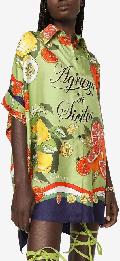 Dolce And Gabbana Citrus Print Oversized Silk Shirt Shopstyle Short