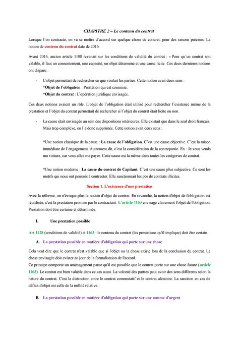 Chapitre 2 Le Contenu Du Contrat Chapitre 2 Le Contenu Du Contrat