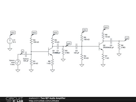 Two BJT Audio Amplifier CircuitLab