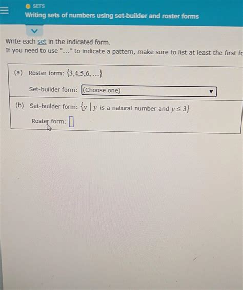 Solved Sets Writing Sets Of Numbers Using Set Builder And