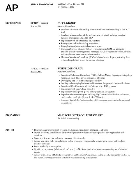 Netsuite Consultant Resume Samples Velvet Jobs