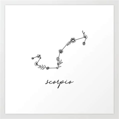 Scorpio Floral Zodiac Constellation Art Print By Allison Terkelsen