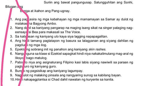 Panuto Salungguhitan Ang Hudyat Ng Sanhi At Bunga Ng Ginamit Sa Bawat