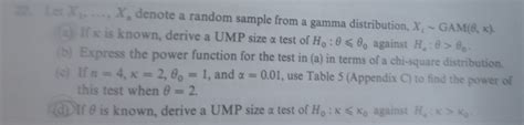 Solved X Denote A Random Sample From A Gamma Chegg