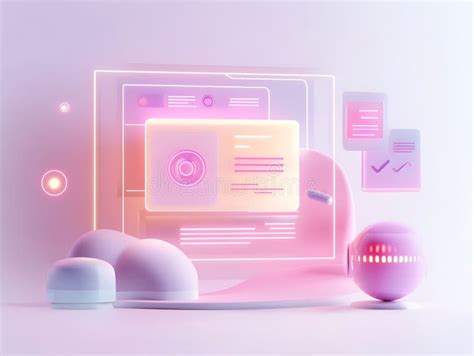 Modern Futuristic Ui With Translucent Panels And Pastel Color Interface Stock Illustration