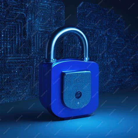 Premium Photo Digital Padlock For Computing System On Dark Blue Background Cyber Security