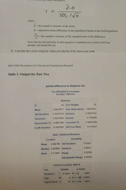 Solved Calculate The Score Using Values Provided By SAS Chegg