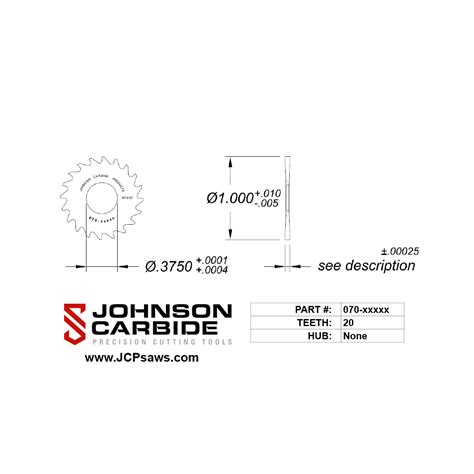 1 X 0 0156″ 3 8″ Arbor 20 Tooth Solid Carbide Slitting Saw Johnson Carbide