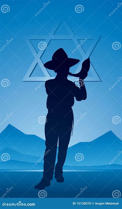 Rosh Hashanah Blowing Shofar Stock Vector Illustration Of Horn