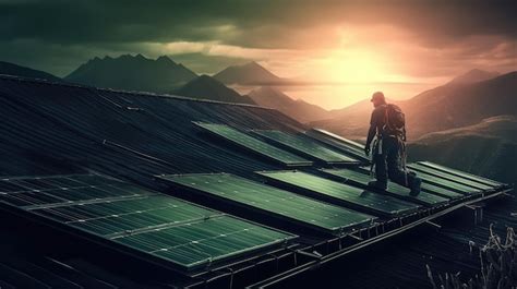 Premium Photo Solar Panel With Solar Panel Installer Man At Work