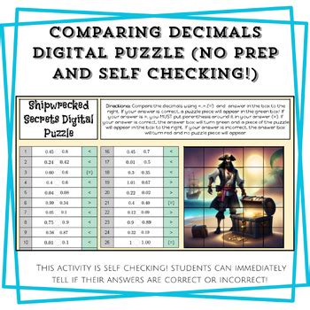 Comparing Decimals Digital Puzzle Self Checking No Prep TeachShare