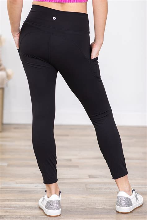Black Wide Waistband Leggings With Pocket · Filly Flair