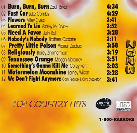 Custom Karaoke 2023 Top Country 12 Great Songs Cdg Cdg Hard To Find