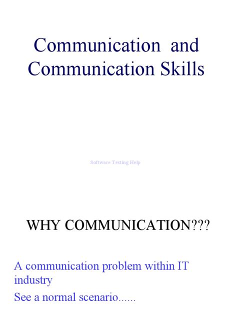 Communication And Communication Skills Software Testing Help Pdf