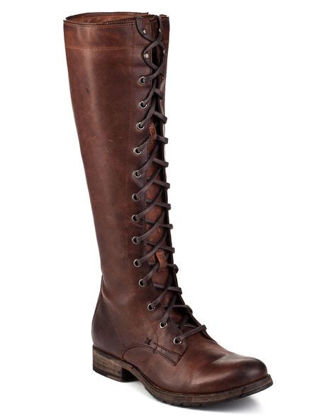 Frye Brown Campus Shearling Lined Leather Boots Tall Lace Up Boots