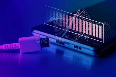 Usb Type C Cable And Smartphone Graphical Indication Of Battery Level