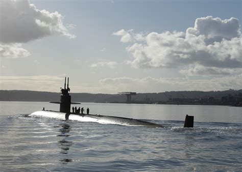 Royal Navy T Class Sub Hms Taku At Speed Following A Escort Ship R