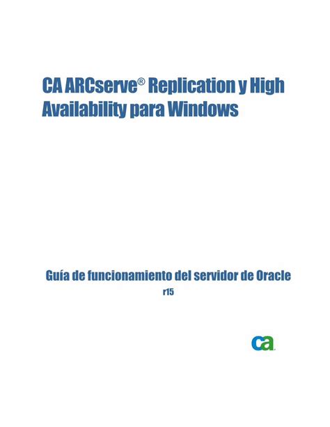 Pdf Ca Arcserve Replication Y High Availability Para Arcserve