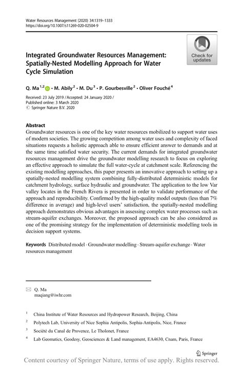 integrated groundwater resources management spatially nested modelling