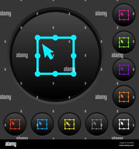 Free Transform Object Dark Push Buttons With Vivid Color Icons On Dark