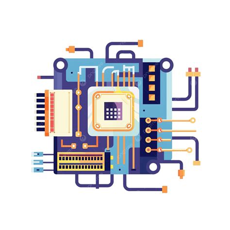 Computer Parts Cpu Central Processing Unit Flat Design Style Assembly
