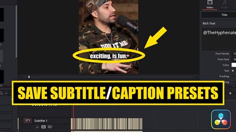 Save Subtitle Captions Presets In DaVinci Resolve Import Load