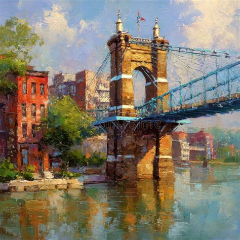 Iconic Roebling Suspension Bridge Stock Illustrations 10 Iconic