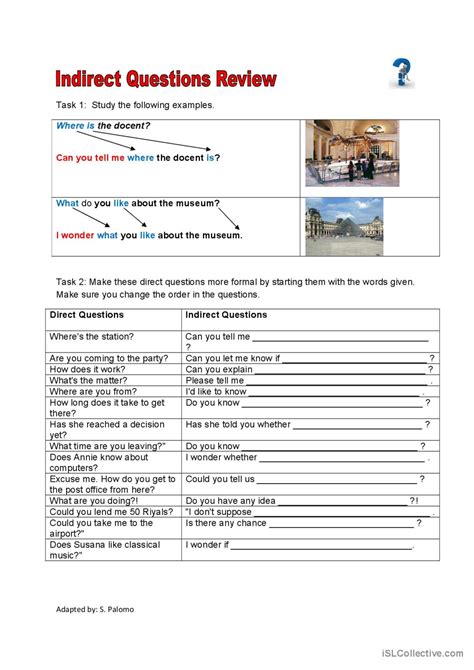 Indirect Questions English ESL Worksheets Pdf Doc
