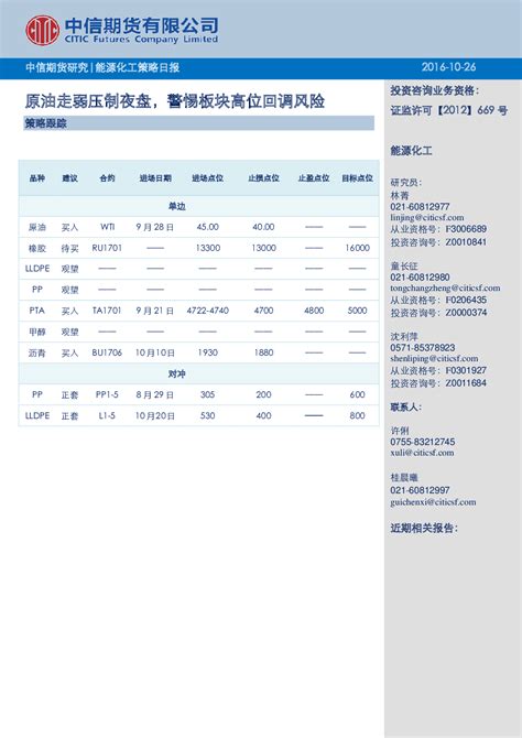 能源化工策略日报：原油走弱压制夜盘，警惕板块高位回调风险