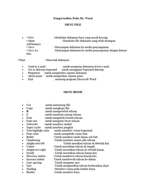 Fungsi Toolbar Pada Ms Word Pdf