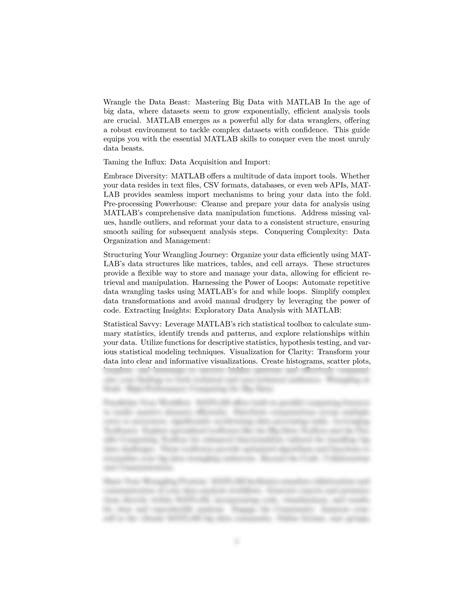 Solution Matlab For Big Data Wranglers Taming Complex Datasets With