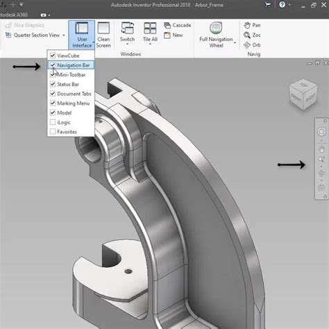how to bring back missing user interface items in autodesk inventor