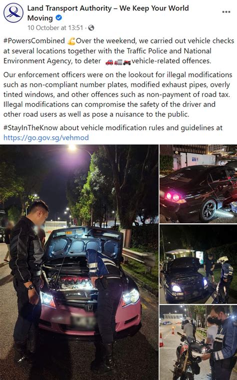 Lta Officers Catch Vehicles With Illegal Modifications Car With
