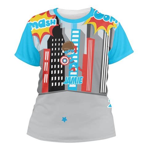Custom Superhero In The City Womens Crew T Shirt Personalized
