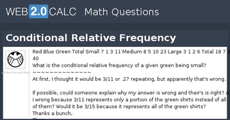 View Question Conditional Relative Frequency
