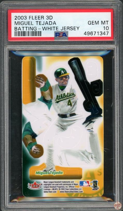 2003 Fleer 3d Miguel Tejada Batting White Jersey N A Psa 10 Pop 4 347 Aaron To Zito
