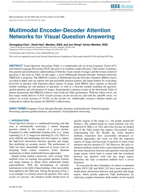 PDF Multimodal Encoder Decoder Attention Networks For Visual Question
