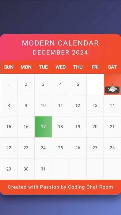 3d Modern Calendar By Html Css And Js Htmlcss Js Calendar