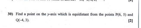 30 Find A Point On The Y Axis Which Is Equidistant From The Points P65