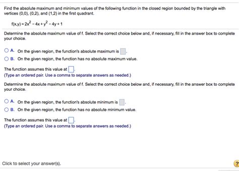 Solved Find The Absolute Maximum And Minimum Values Of The