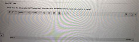 Get Answer Question 11 What Does The Abbreviation Acth Stand For
