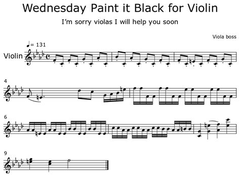 Wednesday Paint It Black For Violin Sheet Music For Violin