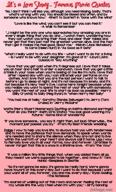 Its A Love Story {famous Movie Quotes} Inkhappi